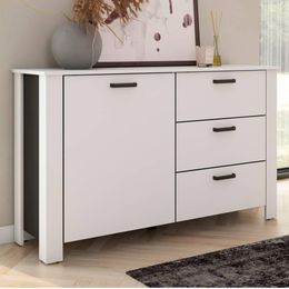 Pharao24.de Sideboard Wohnzimmerkommode mit Dreht&uuml;r und drei Schubladen