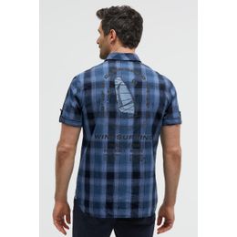 Kurzarmhemd CAMP DAVID, Herren, Gr. 4XL, Normalgr&ouml;&szlig;en, blau (harbour blau), Web, Material: 100% Baumwolle, regular fit normal, Umschlagsaum, Hemden, mit Klappentaschen