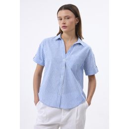 Kurzarmbluse FELIX HARDY "Hemd", Damen, Gr. S, sax, 85% Baumwolle, 15% Leinen, Blusen
