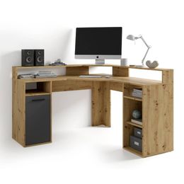 Pharao24.de B&uuml;rotisch Winkelkombination in Wildeichefarben 139 cm breit