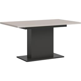 Esstisch Home Affaire "Motus, ausziehbar 150 -190 cm, inklusive 40 cm Einlegeplatte", grau, kaschmir, grau, kaschmir, B:150cm H:76cm T:90cm, Tische, Esstisch, S&auml;ulengestell mit Bodenplatte, Tisch, K&uuml;chentisch, Esszimmer, K&uuml;che
