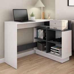 Pharao24.de B&uuml;rotisch Eckschreibtisch in Wei&szlig; und Dunkelgrau
