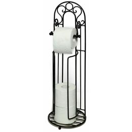 Toilettenpapierhalter AMBIENTE HAUS "Antik", schwarz, B:21cm H:72cm, Eisen, Toilettenpapierhalter, schwarz