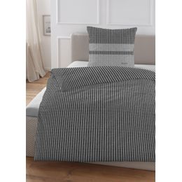 Wendebettw&auml;sche HECHTER PARIS "0041306", grau (silbergrau), B/L: 155cm x 220cm, 1 Stk., 1 Stk., Renforc&eacute;, B/L: 80cm x 80cm, 2 Stk., Renforc&eacute;, Obermaterial: 100% Baumwolle, Bettw&auml;sche, Wendebettw&auml;sche, hautsympathisch, 100% Baumwolle, Rei&szlig;verschluss, ganzj&auml;hrig, LOGO