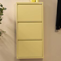 Pharao24.de Schuhklappschrank Wandschrank in Gelb aus Stahl