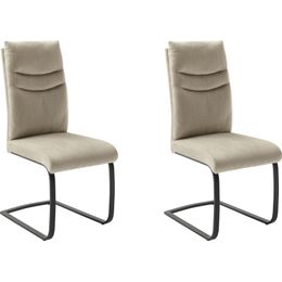 Freischwinger MCA furniture "Gibara Schwingstuhl 2er Set", schwarz (creme, schwarz matt lackiert, schwarz matt lackiert, creme), B:46cm H:105cm T:62cm, Polyester, St&uuml;hle, Freischwinger, Esszimmerstuhl,Nosag Federung im Sitz,Flachrohr,Belastbarkeit 140 kg