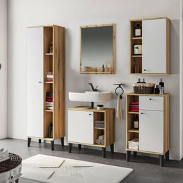 Pharao24.de Badezimmerm&ouml;bel Set Waschplatz Set in modernem Design 190 cm hoch (f&uuml;nfteilig)