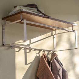 Pharao24.de Wandgarderobe H&auml;ngegarderobe in Taupe mit 5 Kleiderhaken