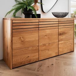 Pharao24.de Kommode Massivholz Wohnzimmerkommode in modernem Design - Wildeichefarben