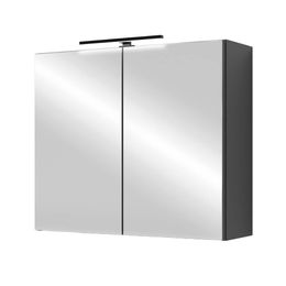 Pharao24.de Wandspiegelschrank Bad Badschrank mit Licht in Grau 70 cm breit