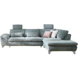 Ecksofa DIE PLANBAR "MP-IN14007", cord aqua, B:306cm H:84cm T:197cm, 100% Polyester, Sofas, Ecksofa, wahlweise mit Bettfunktion und verstellbaren Kopfst&uuml;tzen