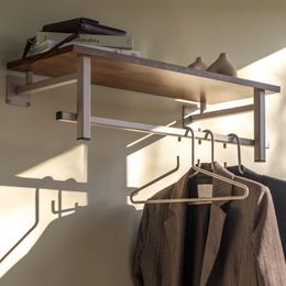 Pharao24.de Wandgarderobe H&auml;ngegarderobe in Taupe und Walnussfarben