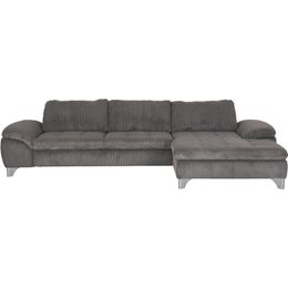 Ecksofa DIE PLANBAR "MP-IN14007", cord anthrazit, B:318cm H:84cm T:180cm, 100% Polyester, Sofas, Ecksofa, wahlweise mit Bettfunktion und verstellbaren Kopfst&uuml;tzen