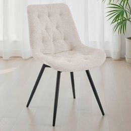 Pharao24.de Stuhl Esszimmer Essstuhl in Taupe mit Punktsteppungen (2er Set)