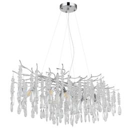 Globo LIGHTING H&auml;ngeleuchte "KINGA", silberfarben matt, 10, H: 120cm, 1 Stk., Leuchten, Eleganter Kristallluster in moderner Silberoptik, H&auml;ngeleuchte