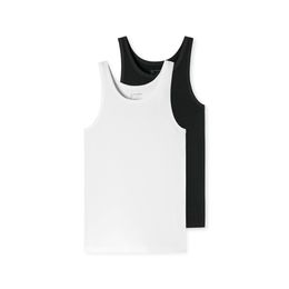 Unterhemd Schiesser "95/5", Herren, Gr. 8, N-Gr, schwarz-wei&szlig; (901, schwarz, wei&szlig;), Single Jersey, Obermaterial: 78% Polyamid, 14% Elasthan, 8% Polyester, unifarben, k&ouml;rpernah, tiefer Rundhals, Unterhemden Unterhemd, mit seitlichen N&auml;hten