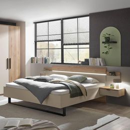 Pharao24.de Bettgestell Schlafzimmerbett mit LED Beleuchtung in modernem Design (dreiteilig)