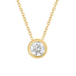 Kette mit Anh&auml;nger ONE ELEMENT "Collier Halskette aus 585 Gold - 45 cm", gold, Halsketten, Damen, 45cm, 0,75 mit Brillanten, Diamanten Gelbgold 585 Gold, Diamanten, Gelbgold 585, Gold, mit 2 Lab Grown Diamanten 0,75 ct