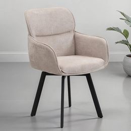 Pharao24.de Armlehnstuhl Polsterstuhl Esszimmer um 360 Grad drehbar in Taupe (2er Set)