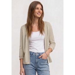 Cardigan Street One, Damen, Gr. 42, timeless beige, Stoff, 50% Polyester, 38% Baumwolle, 12% Viskose, unifarben, normal normal, ohne Ausschnitt, B&uuml;ndchen, Strickjacken, in Unifarbe