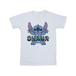 Disney - "Lilo And Stitch Ohana Blue Glitch" T-Shirt f&uuml;r Herren (Wei&szlig;)