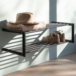 Pharao24.de Schuhregal Wandregal in Schwarz aus Metall