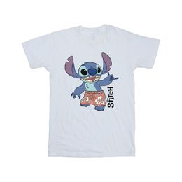 Disney - "Lilo & Stitch Bermuda Shorts" T-Shirt f&uuml;r Herren (Wei&szlig;)