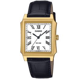 Quarzuhr, gold (schwarz, wei&szlig;), CASIO TIMELESS COLLECTION, Armbanduhren, Damen, Quarzuhr, Armbanduhr, Damenuhr, Herrenuhr, analog, Lederarmband
