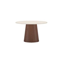 Esstisch VENTURE HOME "Lanzo, runde Esstafel f&uuml;r den t&auml;glichen Einsatz", beige, natur dunkel, natur dunkel, beige, B:120cm H:75cm T:120cm, Tische, Esstisch, K&uuml;chentisch, rund, skandinavisch, stabil (&Oslash;120 cm)
