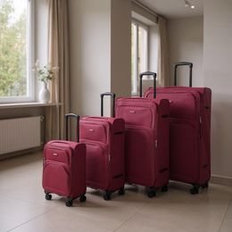 Erweiterbarer weicher Burgunderroter 8-Rad-Leichtkoffer Gep&auml;ck Reisetaschen 4er-Set