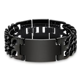 Edelstahlarmband Bruno Banani "Schmuck Geschenk breites Armband mit Platte", schwarz, Armb&auml;nder, Herren, 21cm, Edelstahl, Edelstahlarmband