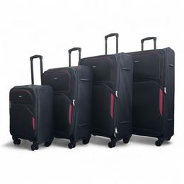 Erweiterbarer weicher schwarzer 8-Rad-Leichtkoffer, Reisetaschen, 4er-Set