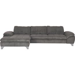 Ecksofa DIE PLANBAR "MP-IN14007", cord anthrazit, B:318cm H:84cm T:180cm, 100% Polyester, Sofas, Ecksofa, wahlweise mit Bettfunktion und verstellbaren Kopfst&uuml;tzen