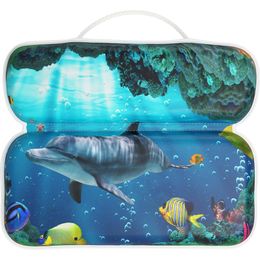 Nackenkissen Sanilo "Badewannenkissen Delphin", blau, B:39cm H:5,5cm, Funktionskissen, bequem, rutschfest, kr&auml;ftige Farben, mit 7 starken Saugn&auml;pfen