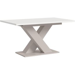 Esstisch Home Affaire "Motus, ausziehbar 150 -190 cm, inklusive 40 cm Einlegeplatte", beige (kaschmir, wei&szlig;, kaschmir, wei&szlig;), B:150cm H:76cm T:90cm, Tische, Esstisch, X-Gestell mit Bodenplatte, Tisch, K&uuml;chentisch, Esszimmer, K&uuml;che