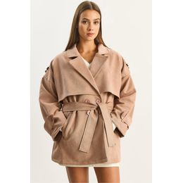 Oversize Kunstwildleder-Trenchcoat