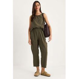 &Auml;rmelloses Rundhals-Blusenset mit Karottenhose