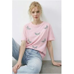 Gesticktes Rundhals-T-Shirt mit lockerer Passform