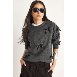 Pullover mit Schleifen-Details und Rundhalsausschnitt