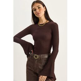 Slim Fit Rundhals Langarmbluse