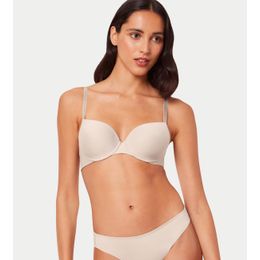 Balconette-BH Triumph "Pure Micro", Damen, Gr. 90, Cup A, beige (cameo beige), Single Jersey, Obermaterial: 47% Polyamid, 36% Polyester, 17% Elasthan, clean, unifarben, Basic, BHs Balconette-BH, nahezu unsichtbar, geformte Cups, Microfaser, wattiert