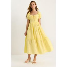 Gesticktes Herzkragen-Maxikleid
