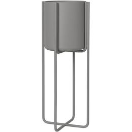 &Uuml;bertopf Blomus "Pflanzgef&auml;&szlig; mit Gestell -KENA- Steel Gray", grau (steel gray), H:55cm &Oslash;:22cm, Pflanzgef&auml;&szlig;e