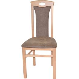 4-Fu&szlig;stuhl, braun (braun, buche nachbildung, braun), B:45cm H:95cm T:48cm, HOFMANN LIVING AND MORE, St&uuml;hle