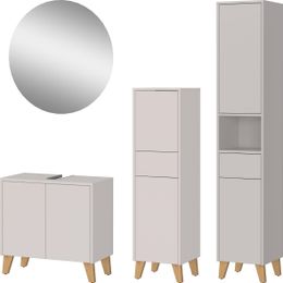 Badm&ouml;bel-Set Germania "GW-Arnea", beige (kaschmir), Holzwerkstoff, Kastenm&ouml;bel-Sets, Badm&ouml;bel-Set