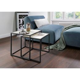 Couchtisch PAROLI, beige (marmor), B:45cm H:47cm T:45cm, Tische, Eckige Couchtische Couchtisch, quadra