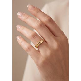 Fingerring Jobo "Ring Blume" Gr. 50, vergoldet, Fingerringe, Damen, 50, Silber 925 (Sterlingsilber), Fingerring, 925 Silber vergoldet mit 5 Zirkonia