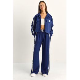 Gestreiftes Mid-Waist Zweiteiliges Set mit Tasche
