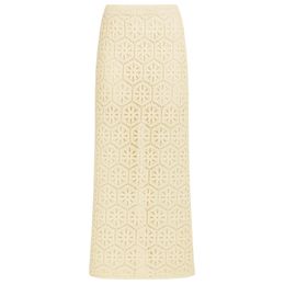 Midirock NORR "NORR skirt Crochet", Damen, Gr. 34, beige (off, wei&szlig;), Obermaterial: 100% Baumwolle, R&ouml;cke