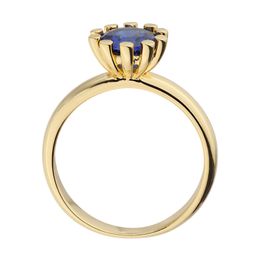 Fingerring Jobo "Ring blau" Gr. 50, vergoldet, Fingerringe, Damen, 50, Silber 925 (Sterlingsilber), Fingerring, 925 Silber vergoldet mit Spinell